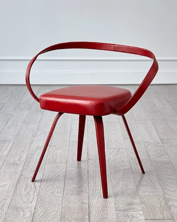 GLOBAL VIEWS Kylie Leather Chair - Deep Red