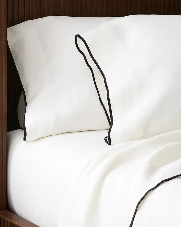 AMITY HOME Tyne Linen Pillowcase Pair, Standard - Ivory Asp