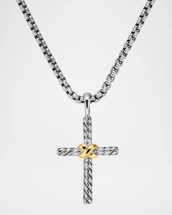 David Yurman Petite X Cross Necklace - Silver & Gold