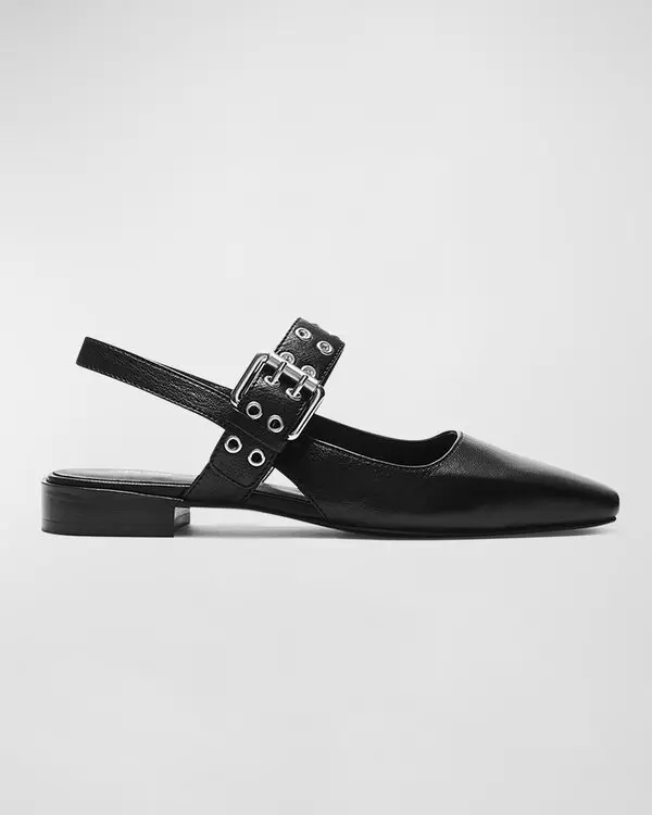 Rag & Bone Astra Leather Ballerina Flats - Blk