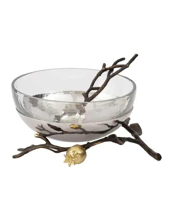 Michael Aram Pomegranate Glass Bowl With Spoon