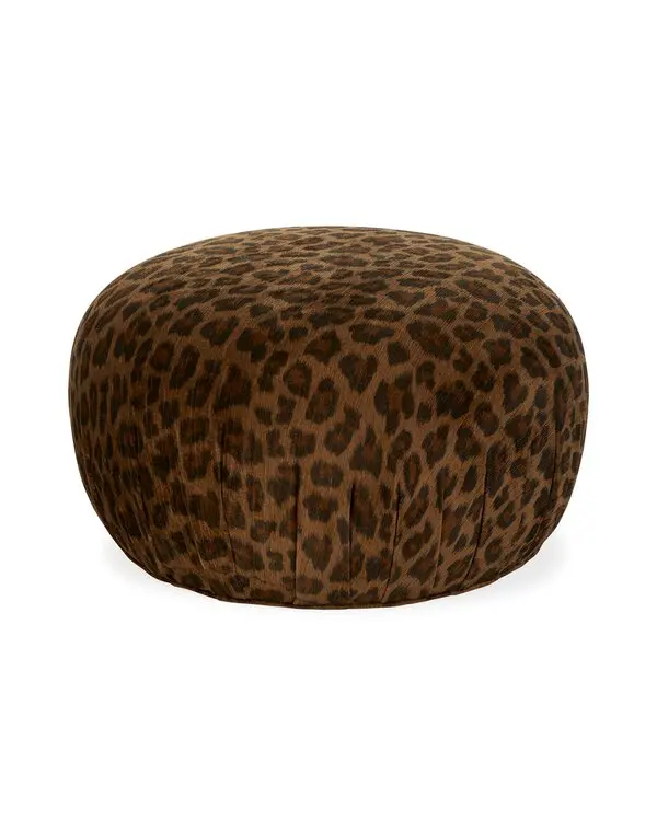 HAUTE HOUSE Leopard-print Velvet Pouf