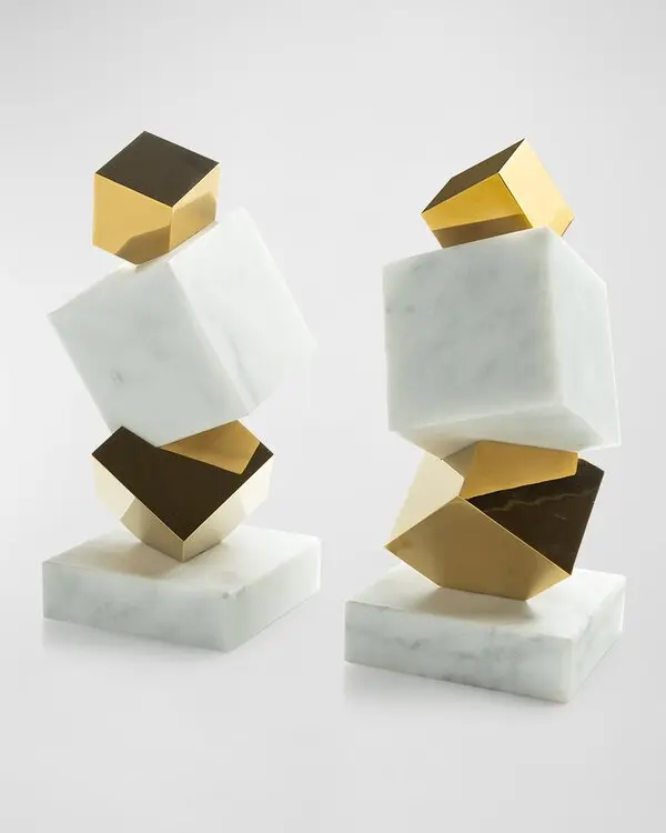ANNA NEW YORK Marble Torre Objet - Marble&gold