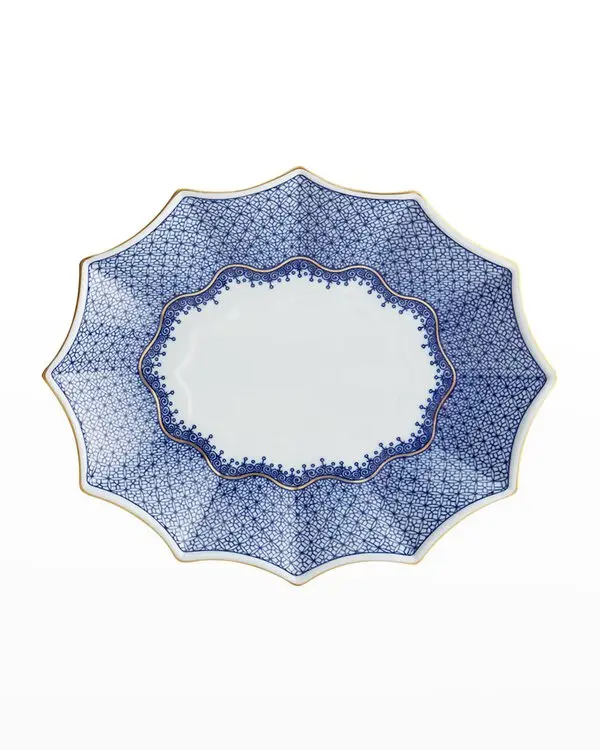 MOTTAHEDEH Lace 12-sided Lobed Large Tray - Blue