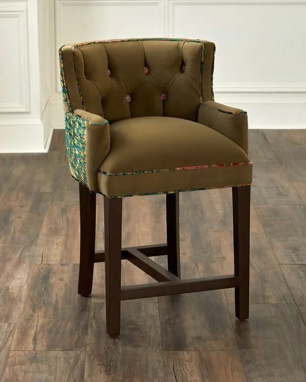 HAUTE HOUSE Peacock Tufted 27" Counter Stool