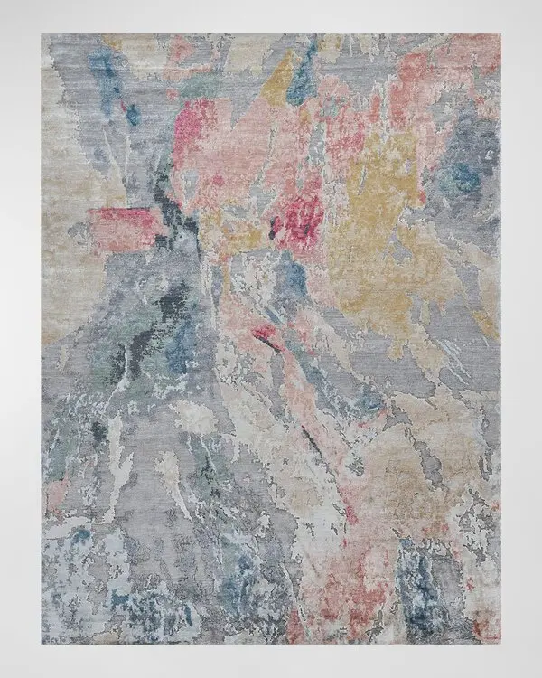 EXQUISITE RUGS Floor Art Hand-knotted Silver & Blush Rug, 8' X 10 - Silver, Blush