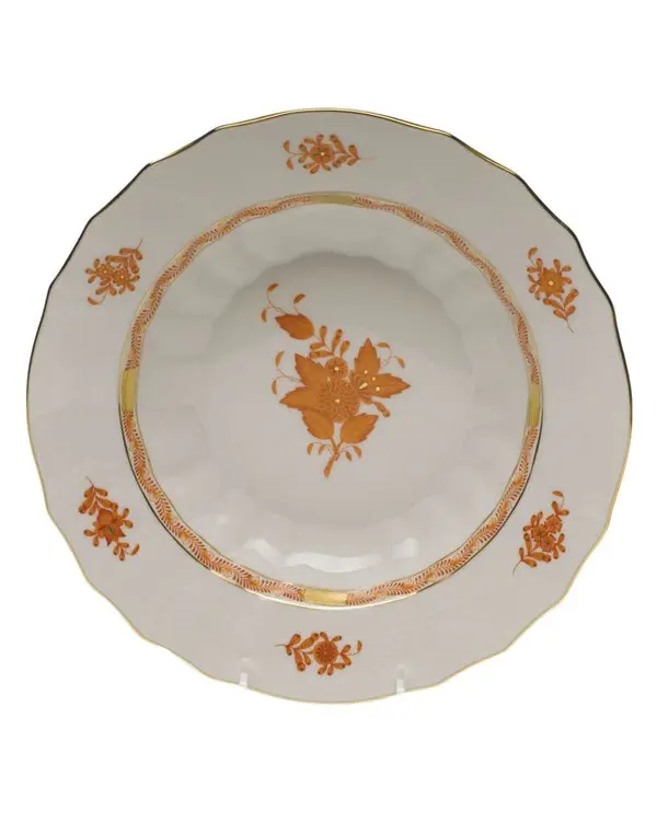 HEREND Chinese Bouquet Rust Rim Soup Bowl