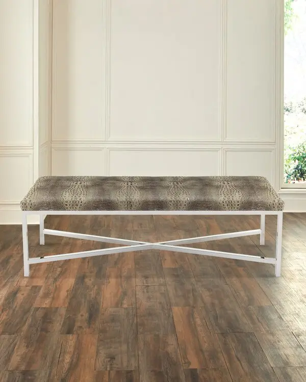 MASSOUD Moreletti Crocodile-embossed Bench