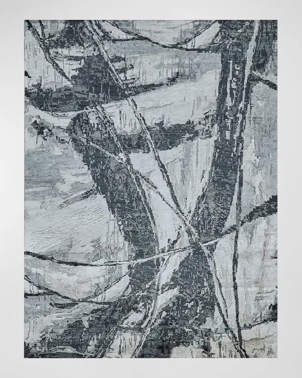 EXQUISITE RUGS Floor Art Hand-knotted Dark Gray Rug, 8' X 10 - Silvery, Dark Gray