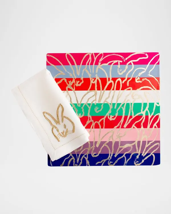 HUNT SLONEM Banded Bunny Gold Leaf & Lacquer Placemat
