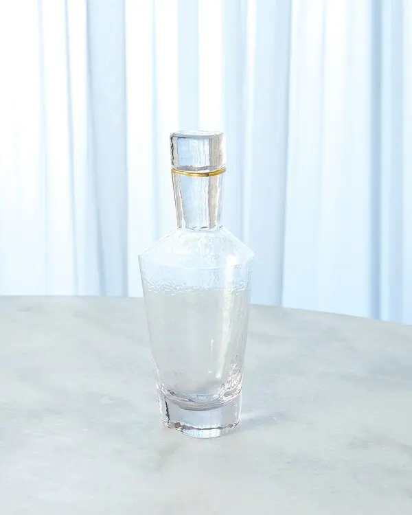 GLOBAL VIEWS Clear Glass Decanter W/ Gold Rim