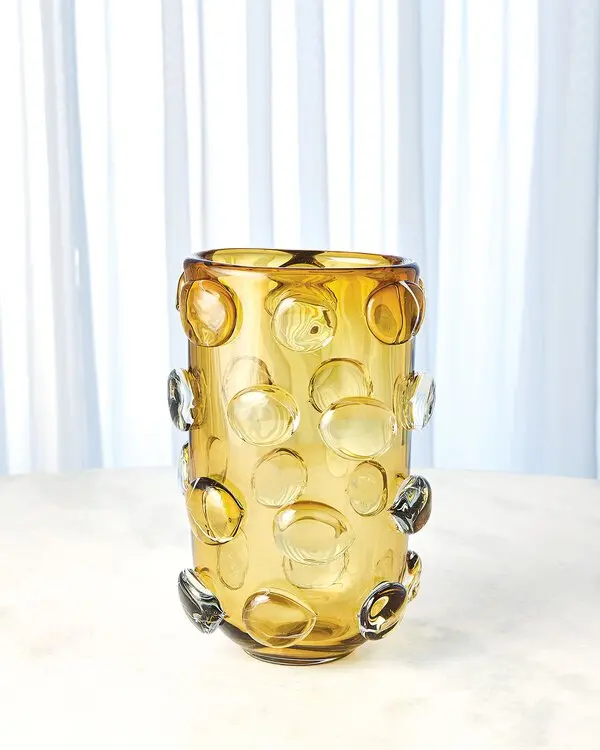 GLOBAL VIEWS Large Rondelle Vase, Amber
