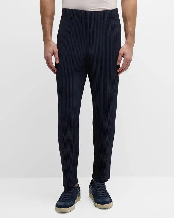 Issey Miyake Pleated Straight Pants - Navy