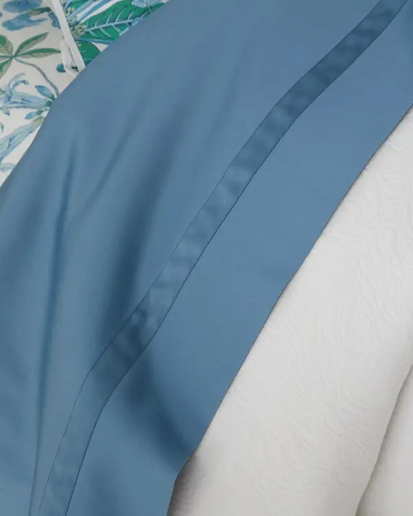 MATOUK Nocturne 600 Thread Count Full/queen Flat Sheet - Sea