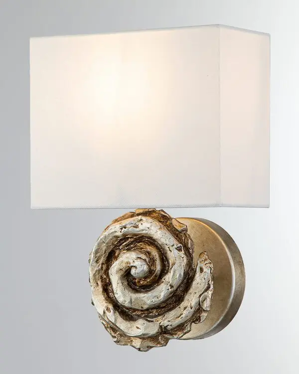 LUCAS + MCKEARN Swirl Large Sconce In Bone - Silver Leaf