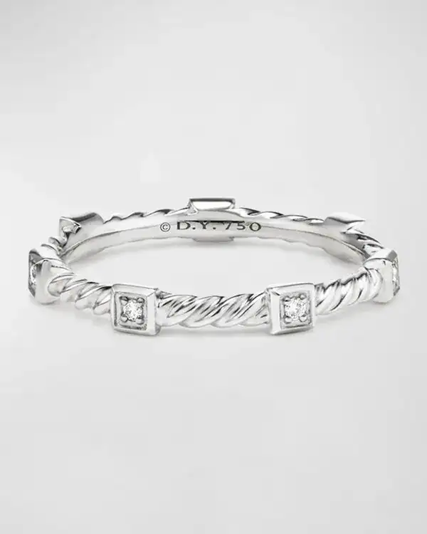David Yurman Cable Collectibles Stacking Band With Diamonds In 18k ...
