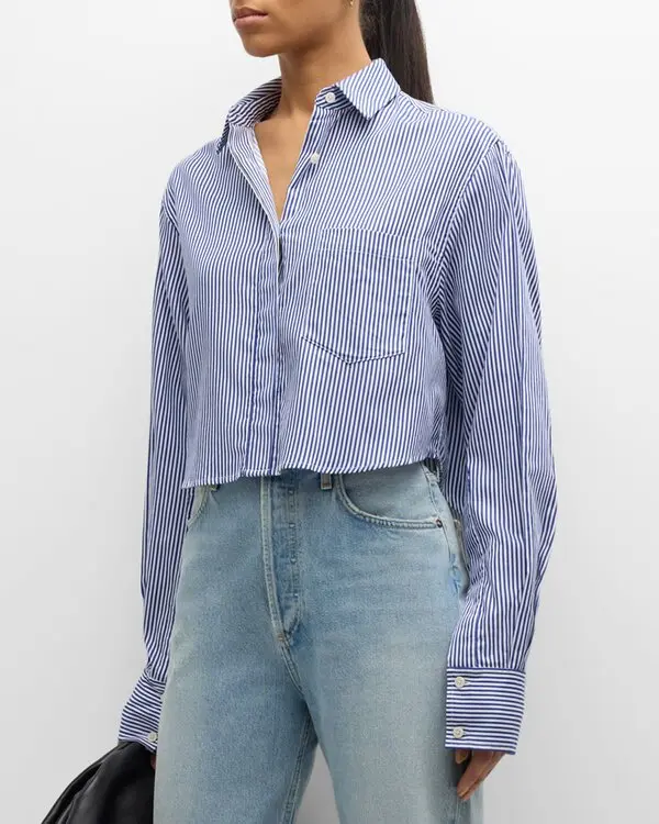 Simkhai Renata Cropped Striped Shirt - Midnight Stripe