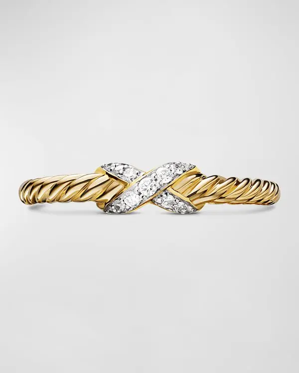 David Yurman Petite X Ring In 18k Yellow Gold With Diamonds - Multi