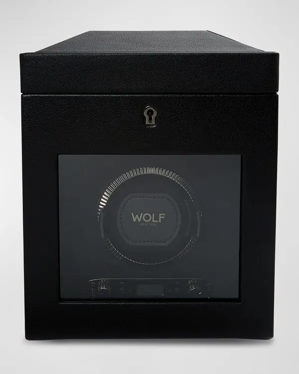 Wolf British Racing Single Watch Winder With Storage - Black