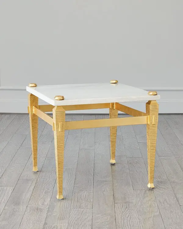 GLOBAL VIEWS Roman End Table - Gold, White
