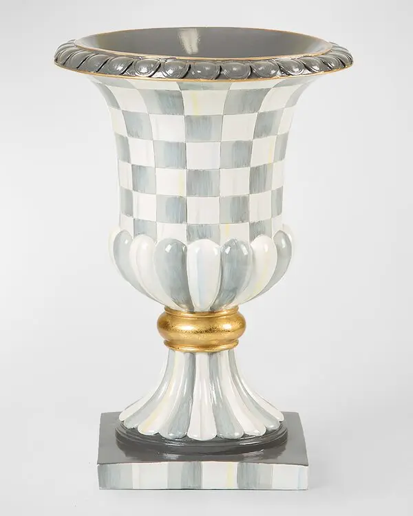MACKENZIE-CHILDS Sterling Check Pedestal Tabletop Urn - One-color