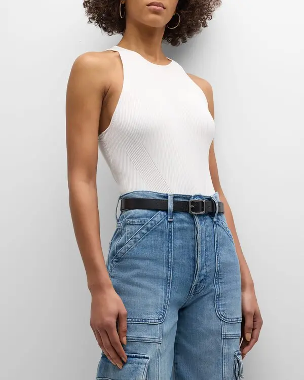 Simkhai Reza Ribbed Tank Top - White