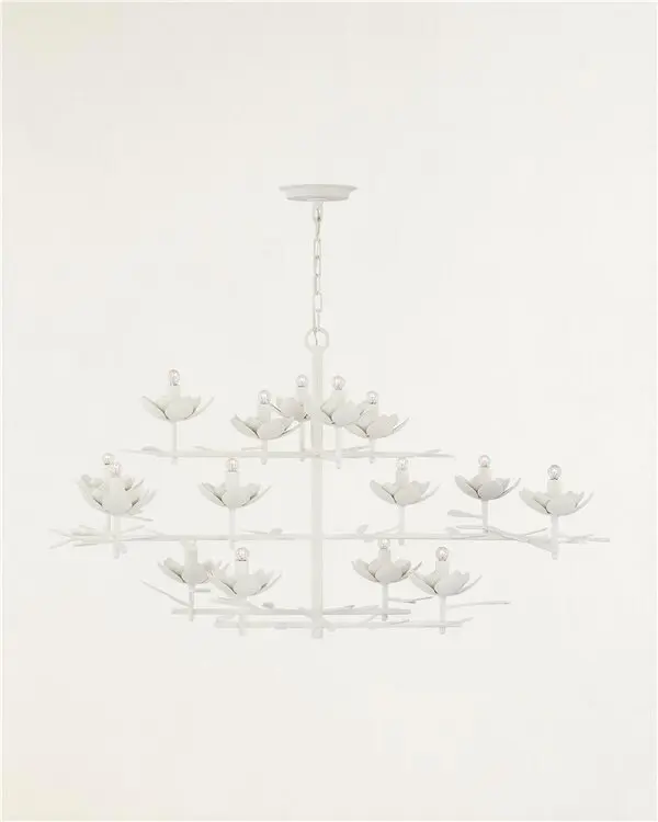 VISUAL COMFORT & CO. Clementine 48" Low Wide Tiered Chandelier Julie Neill - Plaster White