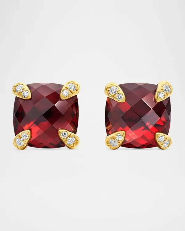 David Yurman Chatelaine Earrings - Garnet And Diamond