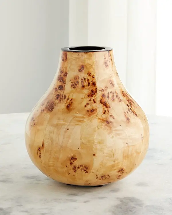LADORADA Burl Veneer Small Teardrop Vase