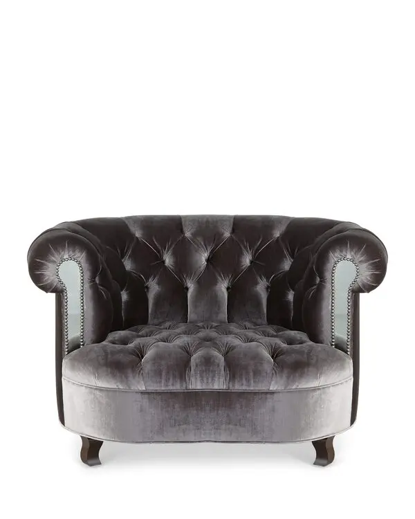 HAUTE HOUSE Rebecca Tufted Chair With Mirror Accents