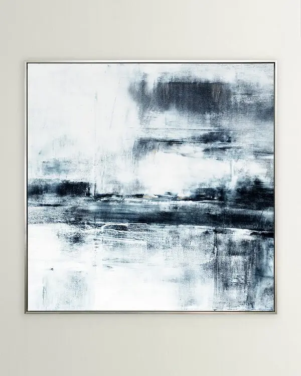 BENSON-COBB STUDIOS Tahoe In Black 48x48" Square Canvas Giclee In Sterling Float Frame, Hand-embellished
