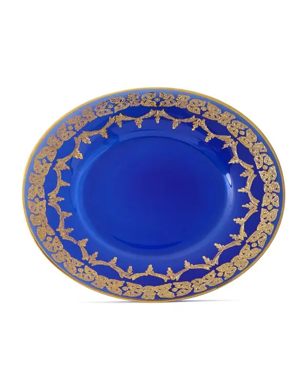 Neiman Marcus Blue Oro Bello Dessert Plates, Set Of 4