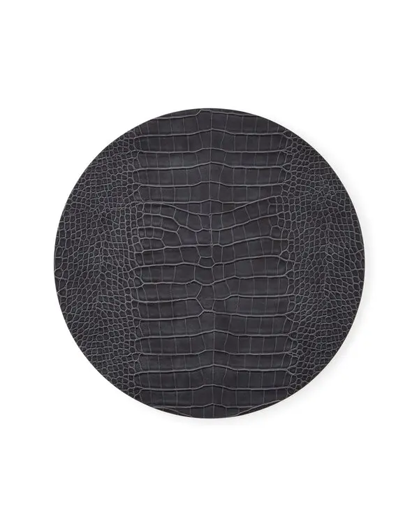 KIM SEYBERT Croc Embossed Placemat - Charcoal