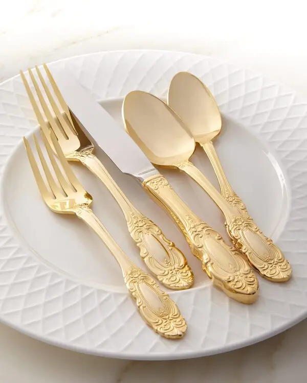 WALLACE SILVERSMITHS 65-piece Gold-plated Grand Duchess Flatware Service