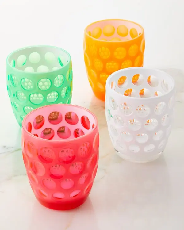 MARIO LUCA GIUSTI Set Of 4 Fluorescent Double Old Fashioned Glasses