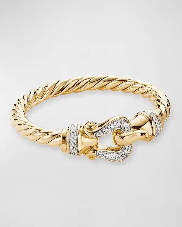 David Yurman 18k Gold And Cable Buckle Ring - Multi