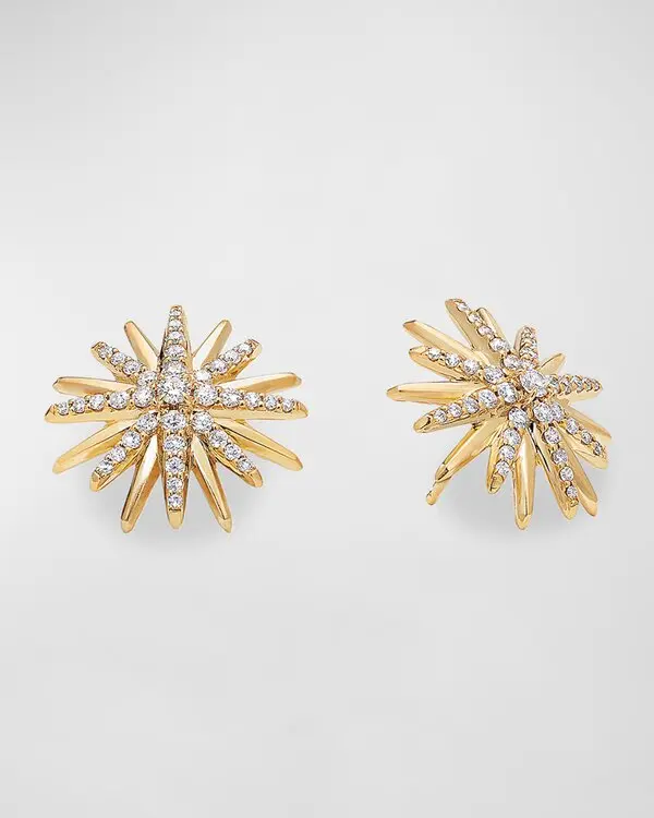 David Yurman Starburst Stud Earrings In 18k Yellow Gold With Diamonds - Diamond