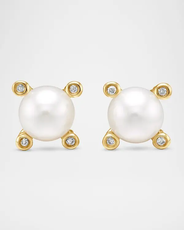 David Yurman Cable Collectibles Stud Earrings With Diamonds And Pearl - Pearl & Diamond