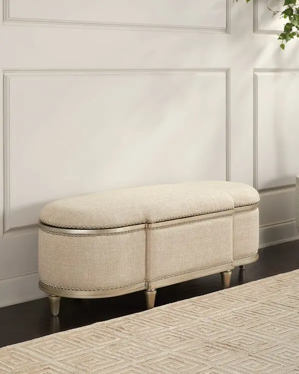 A.R.T. FURNITURE Blissany Cedar Lined Storage Bench - Tan, Silver Trim ...