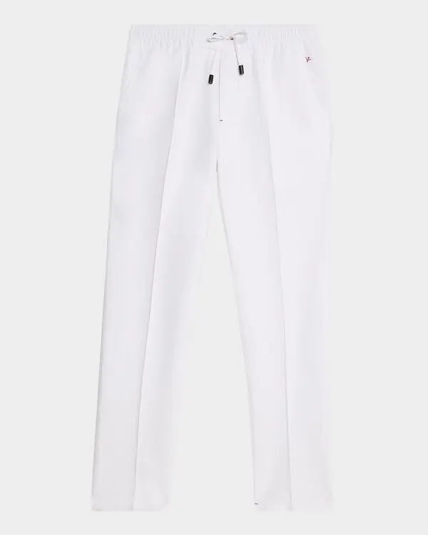 Isaia Cotton-linen Drawstring Pants - Open White