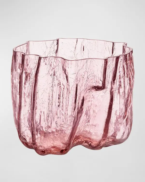 KOSTA BODA Pink Crackle Vase, Low - One-color