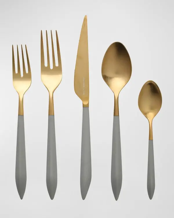 VIETRI Ares Oro & 5-piece Flatware Place Setting - Light Gray