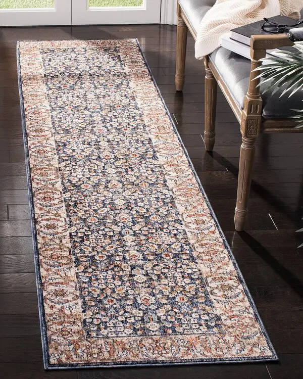 Ralph Lauren Carlingford Navy Power-loomed Rug, 2' X 10 - Navy/beige