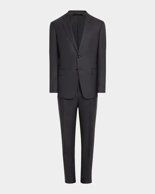 Giorgio Armani Mne's Basic Wool Two-piece Suit - Solid Dark Grey