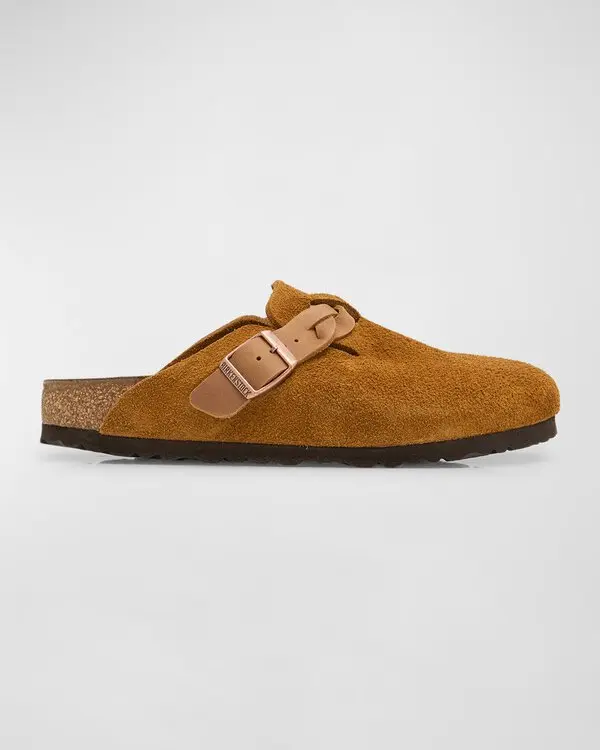 BIRKENSTOCK Boston Suede Braid Buckle Clogs - Mink | Editorialist