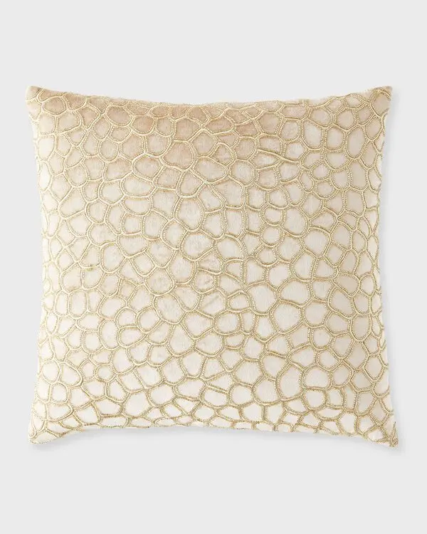 CALLISTO HOME Larrisa Modern Metallic And Beaded Velvet Decorative Pillow