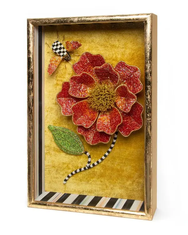 MACKENZIE-CHILDS Beaded Peony Shadow Box