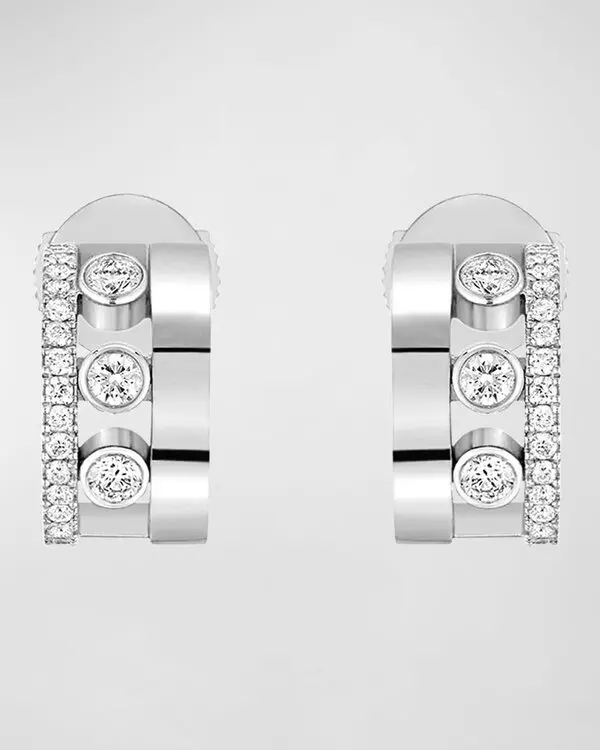 Messika Move Romane 18k Diamond Hoop Earrings - White Gold