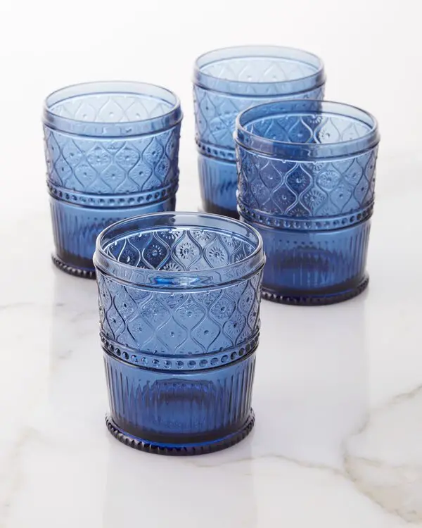 GODINGER Claro Double Old-fashioned Glasses, Set Of 4 - Blue | Editorialist