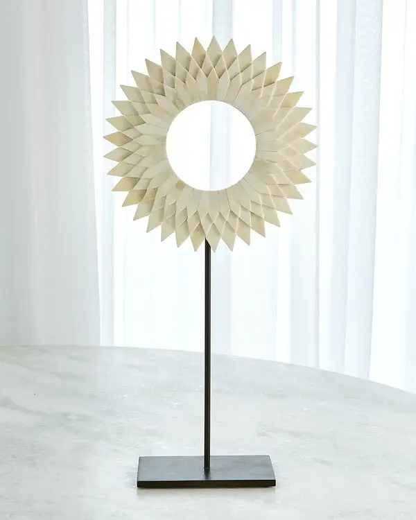 WILLIAM D SCOTT FOR GLOBAL VIEWS Large Three Layer Bone Sunburst Mounted Ring Sculpture